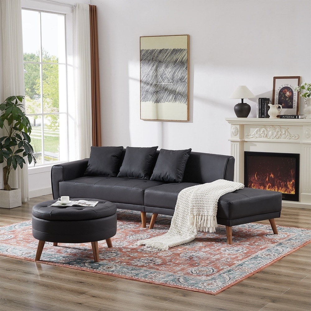 Black Faux Leather Sofas - Bed Bath & Beyond